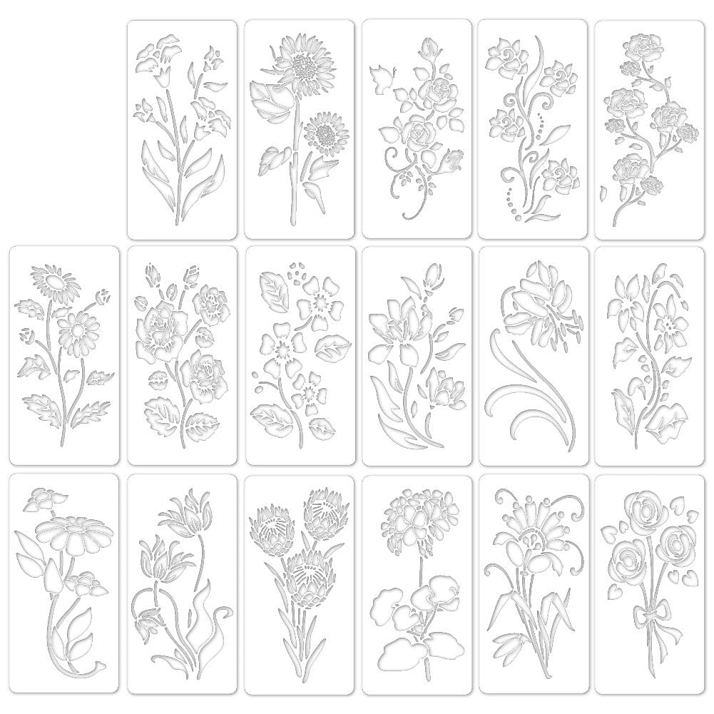 BASHI Flower Theme DIY Painting Stencil Spray Painting Stencil Flower ...