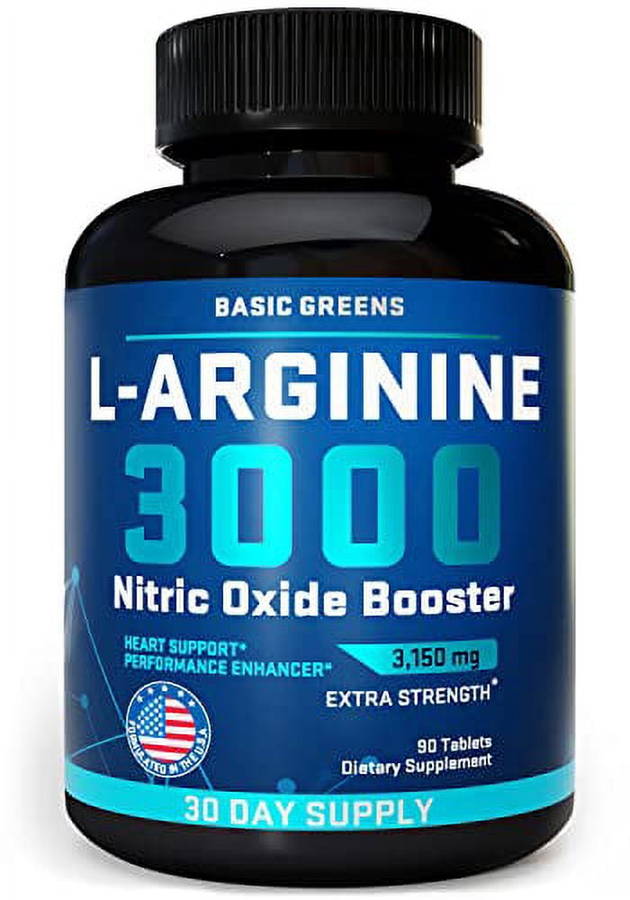 BASIC GREENS L Arginine (90 Tablets) L-Arginine Supplement for Men and ...