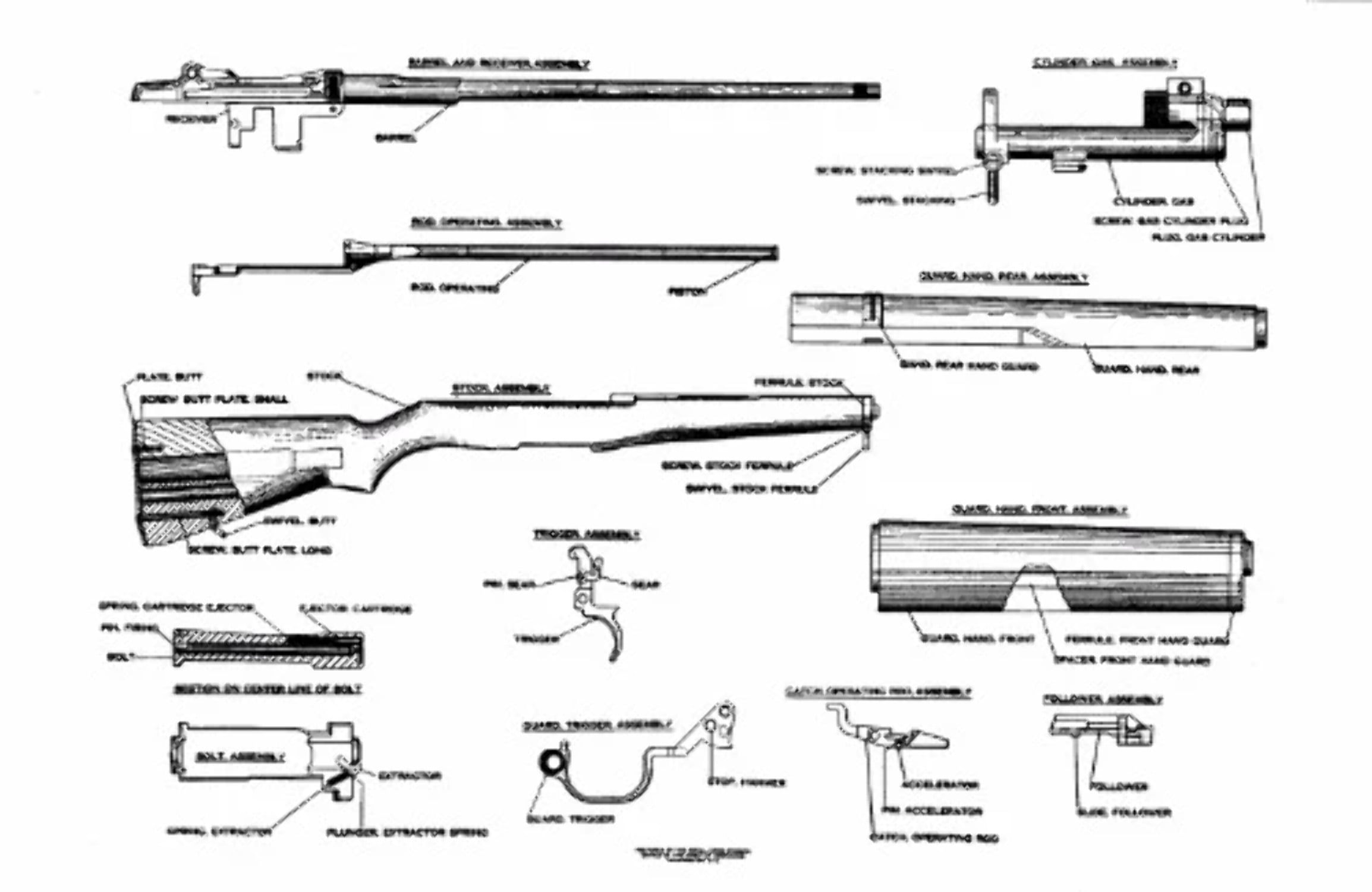 BASIC RIFLE ASSEMBLY DIAGRAM SCHEMATIC GLOSSY POSTER PICTURE PHOTO ...
