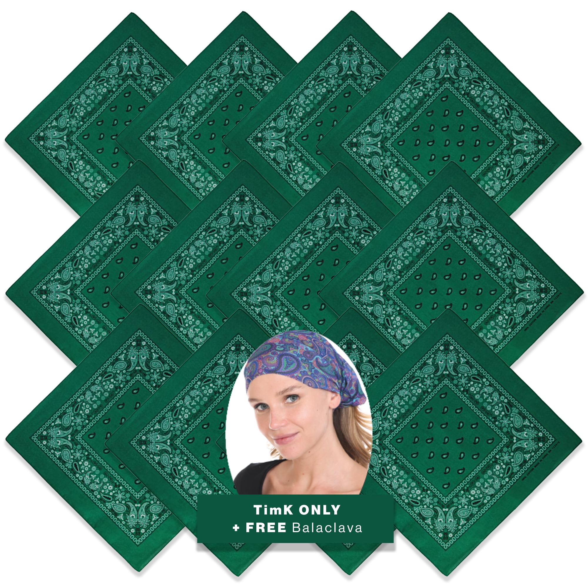 BASICO 12pk Teal Green Paisley Bandana Face Covering | 100% Cotton ...