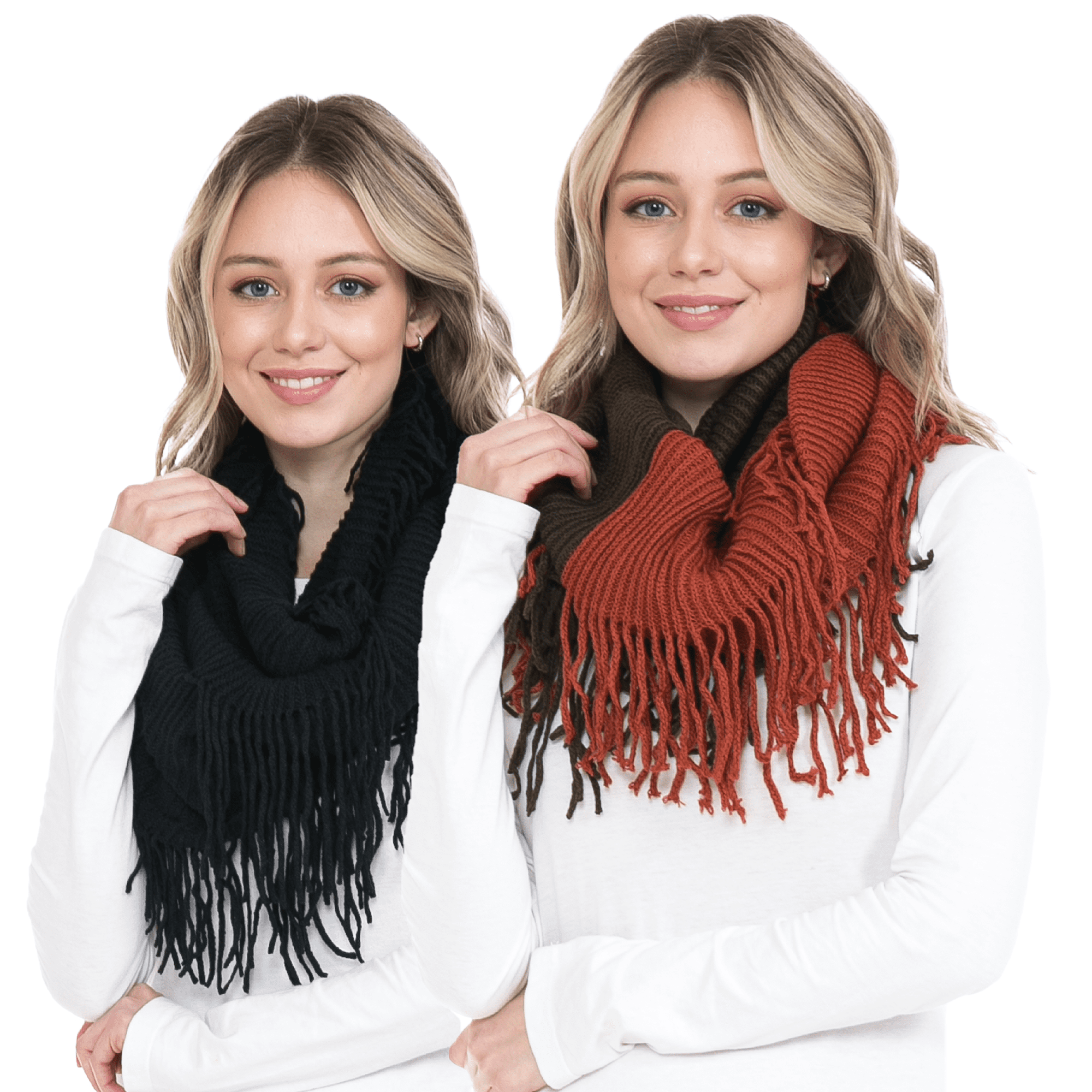 BASICO 2PK Warm Knit Winter Scarfs for Women Multi Color 4 and Black ...