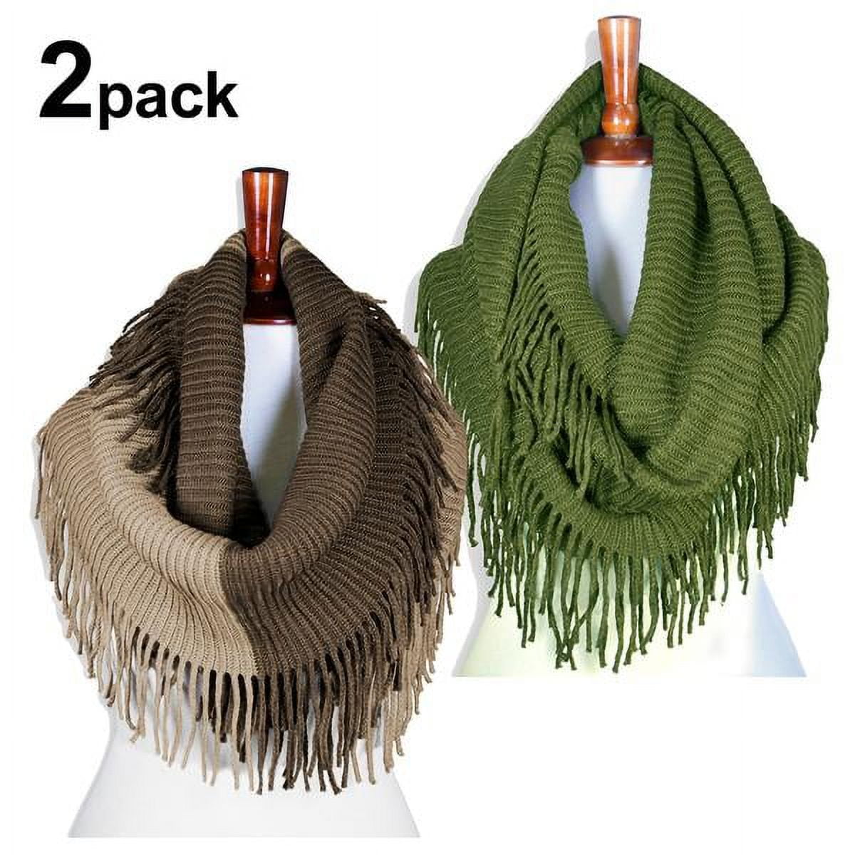 BASICO 2PK Warm Knit Winter Scarfs for Women Multi Color 5 and Apple ...