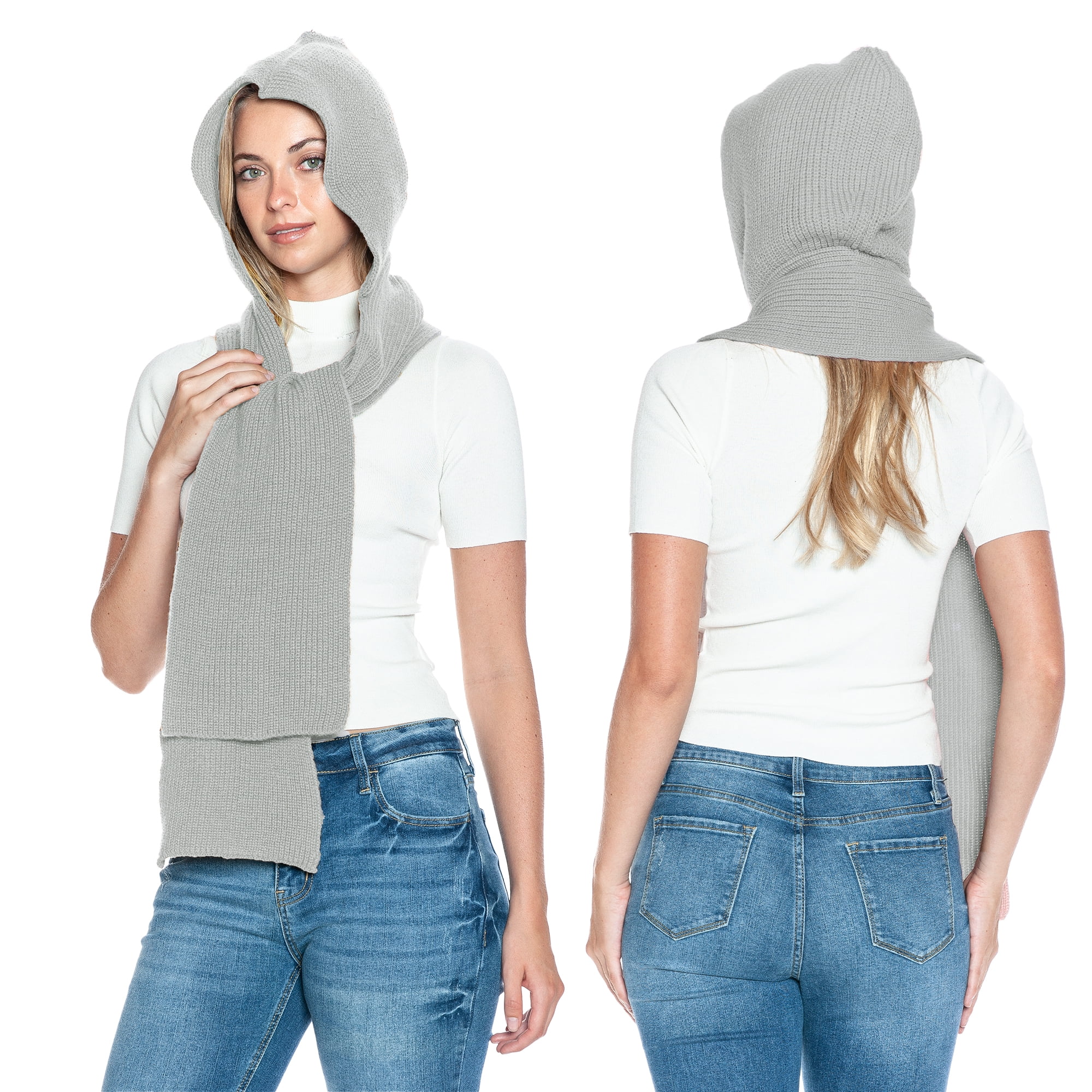 BASICO 5 Colors Knitted Hooded Scarf for Women Men Winter Balaclava ...