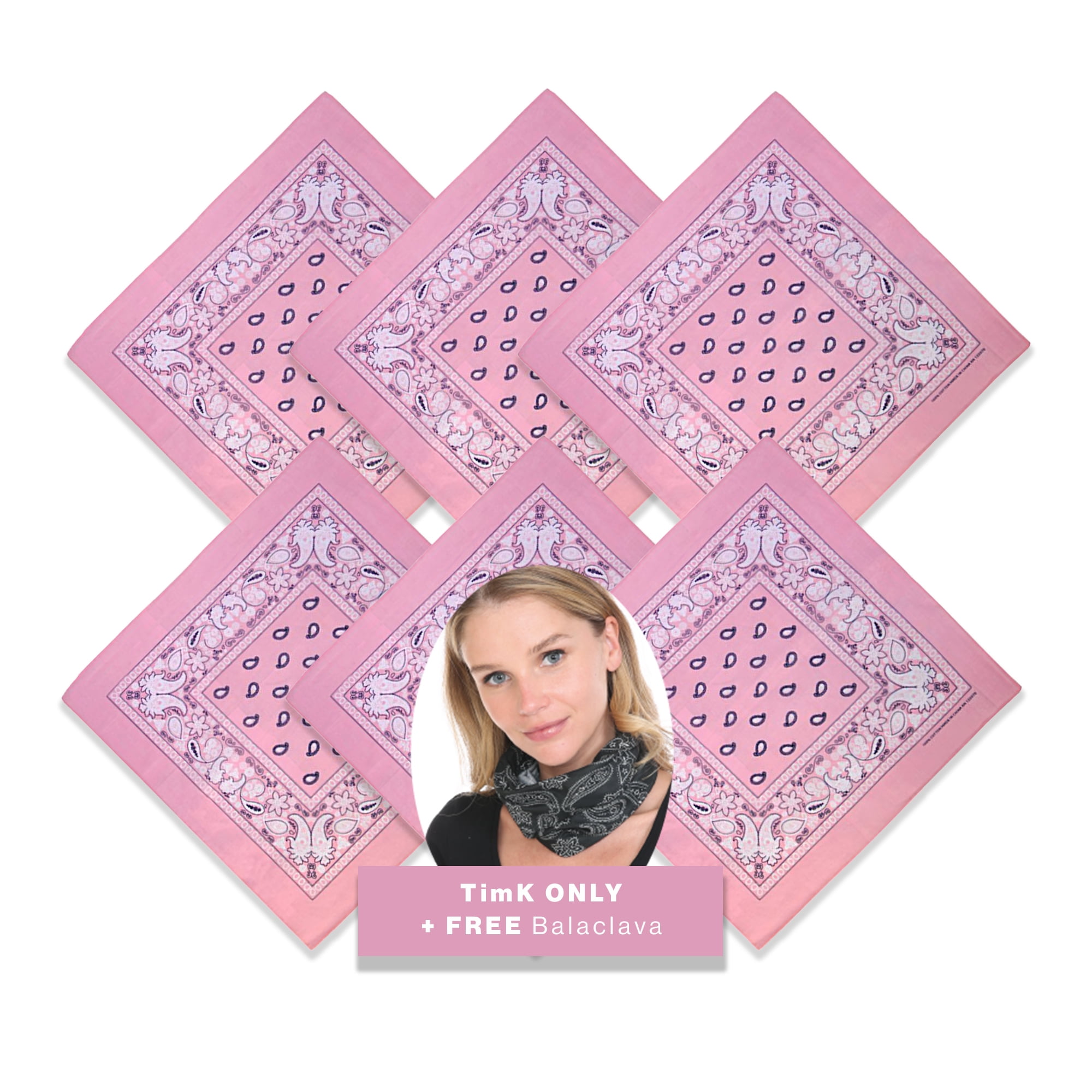 BASICO 6pk Pink Paisley Bandana Face Covering | 100% Cotton Bandana for ...