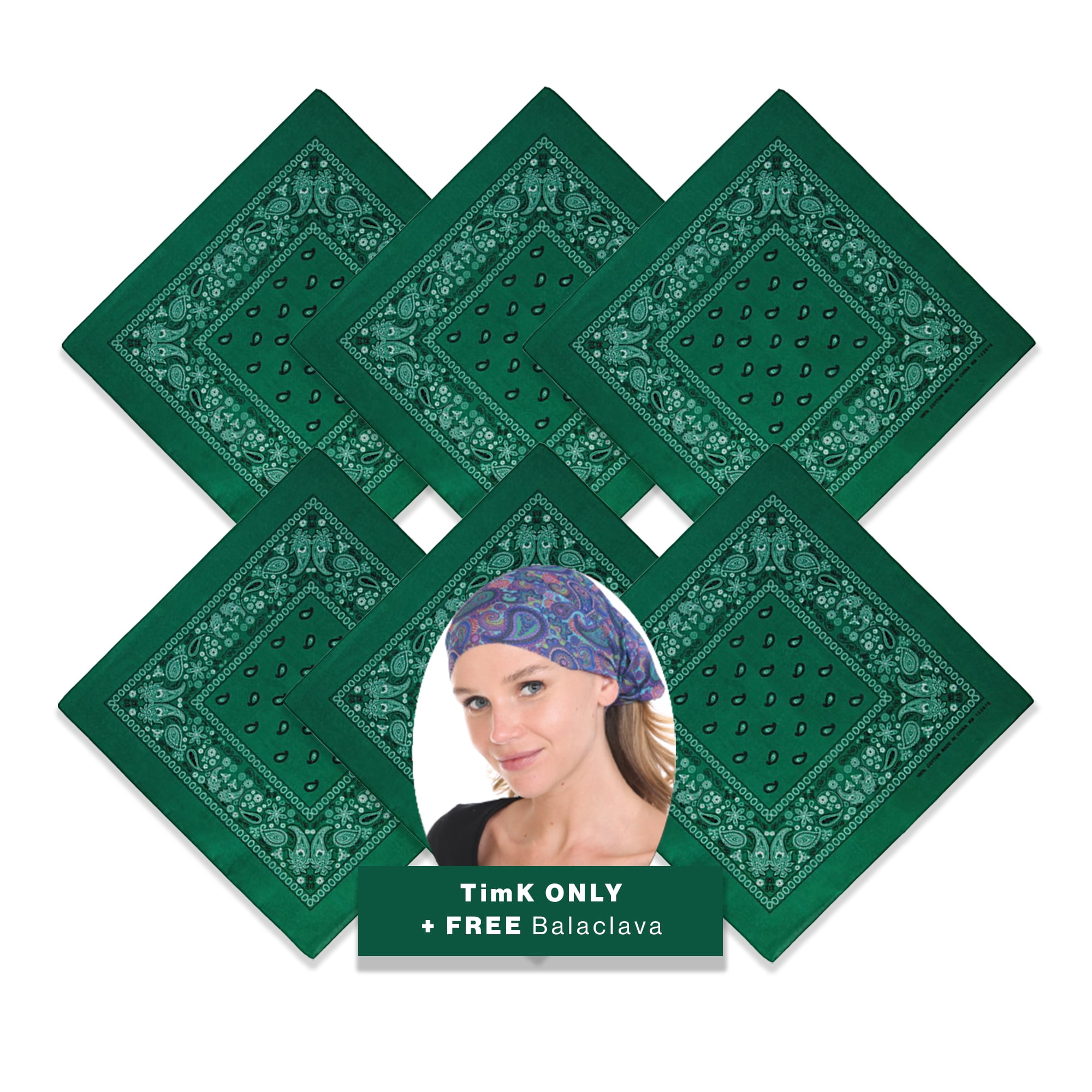 BASICO 6pk Teal Green Paisley Bandana Face Covering | 100% Cotton ...
