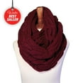 BASICO Burgundy Infinity Scarf for Women Winter Chunky Knitted Scarves ...