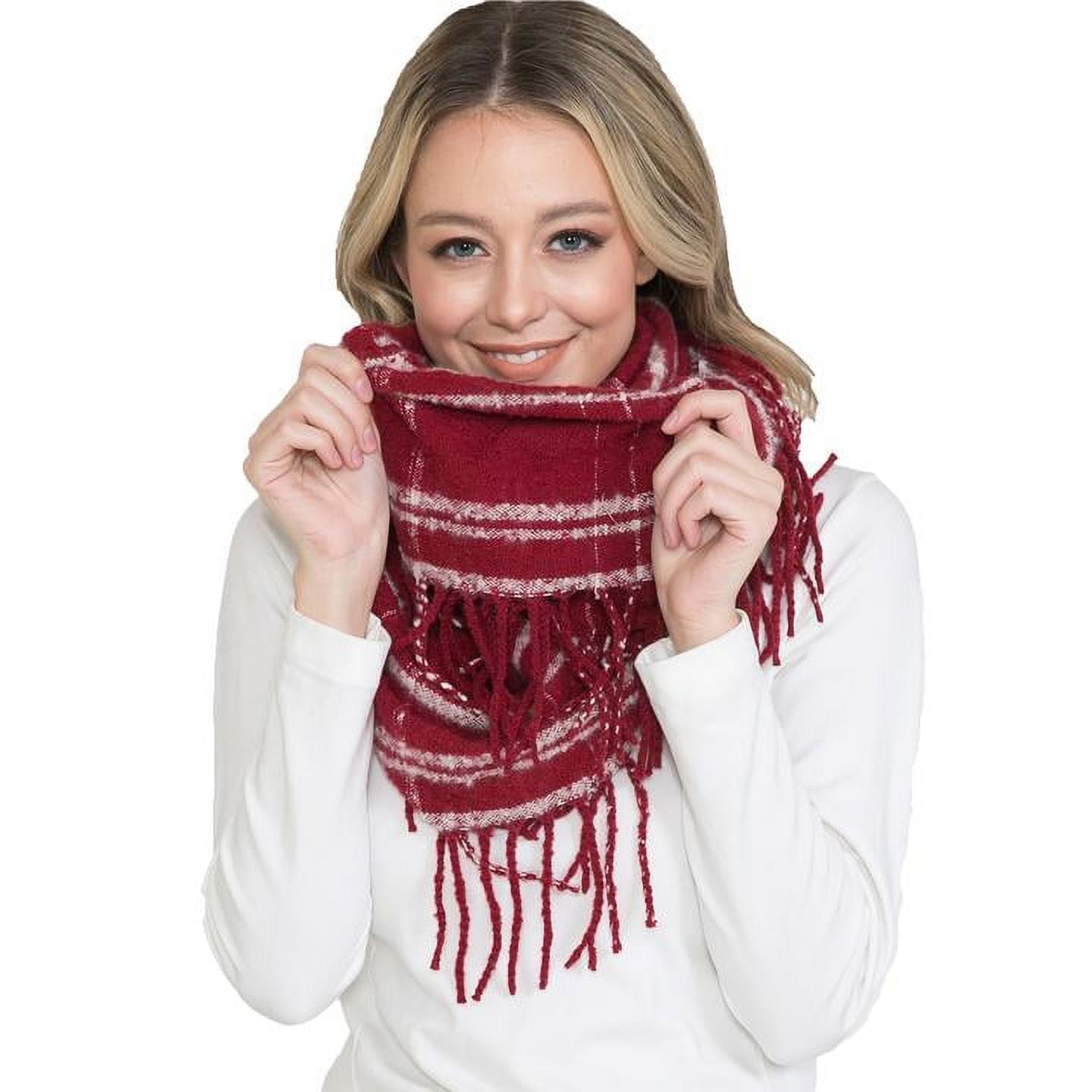 BASICO Warm Knit Winter Scarfs for Women Red Plaid Infinity Scarf ...
