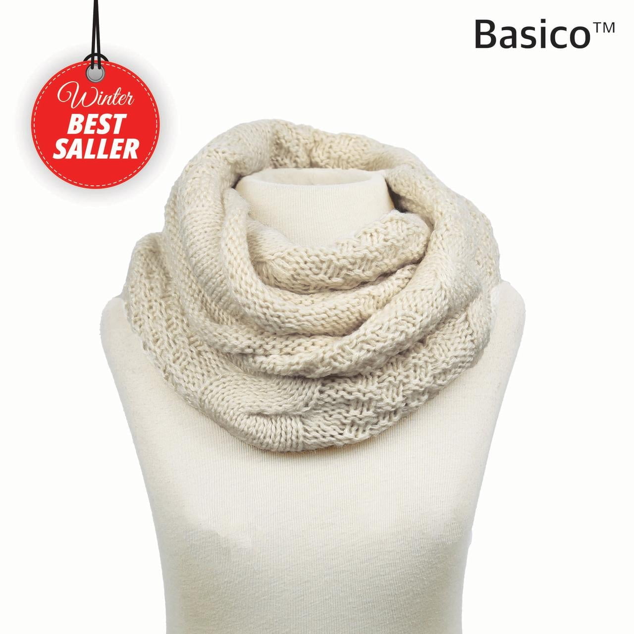 BASICO Women's Knit Winter Infinity Scarf Cozy and Stylish Circle Loop ...