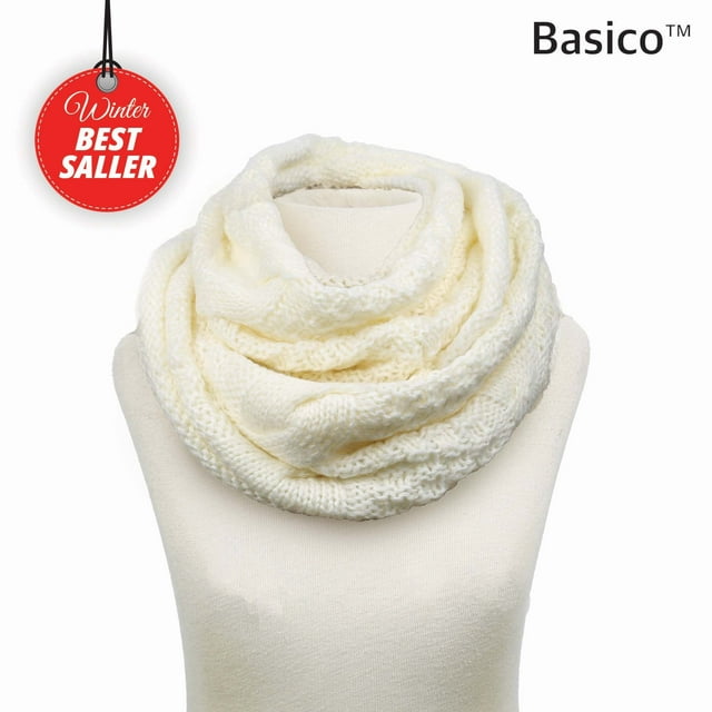 BASICO Women's Knit Winter Infinity Scarf Cozy and Stylish Circle Loop ...