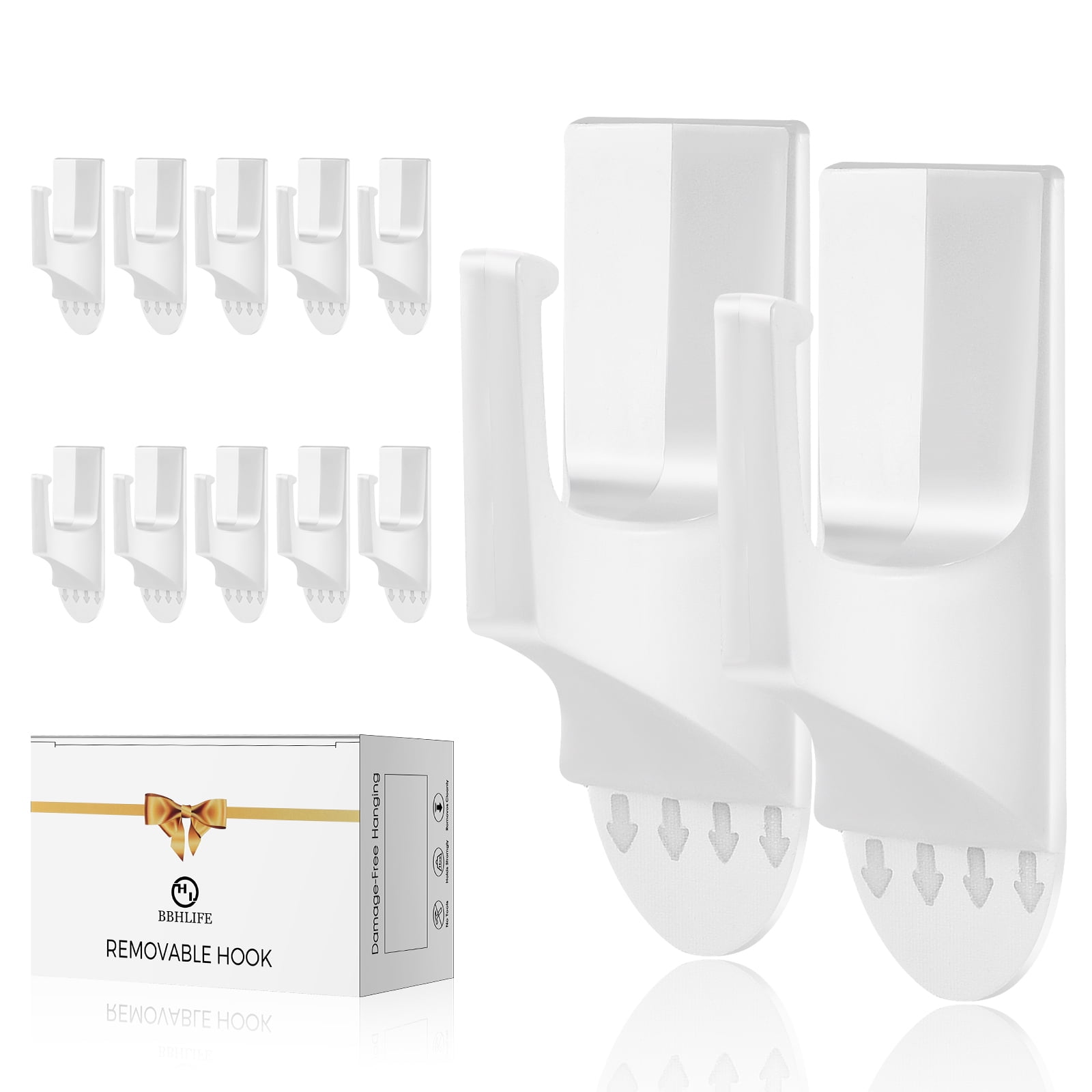 BASICSLIFE Designer Removable Wall Hooks with Adhesive Strips ...
