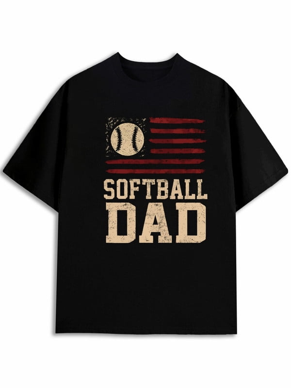 BASICTOGO Softball Dad Flag Tee men t shirt black graphic graphic tees ...