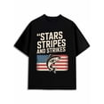 BASICTOGO Stars, Stripes & Strikes Tee mens round neck T-shirt black ...