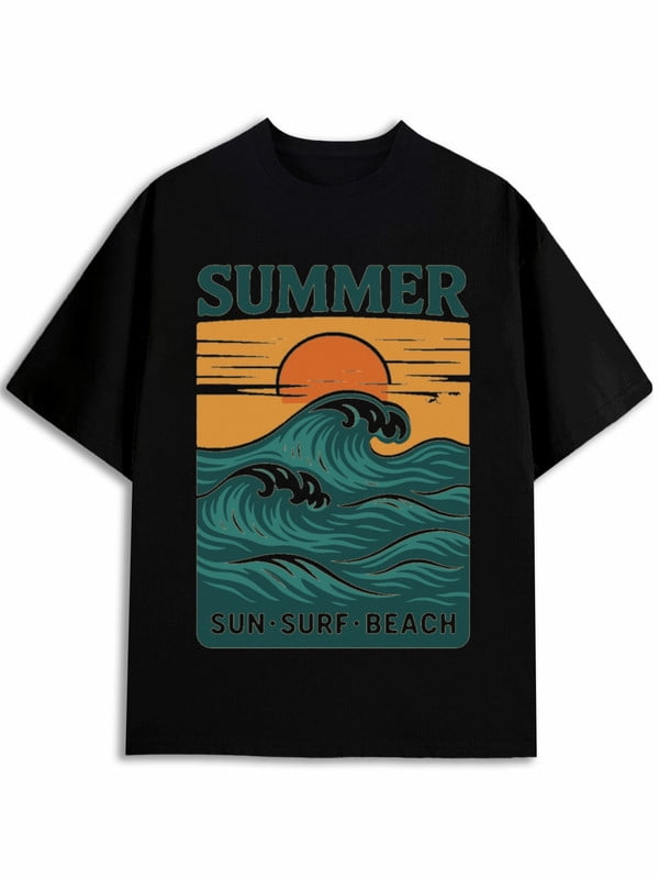 BASICTOGO Summer Surf Beach Tee For men graphic t shirts black gifts ...