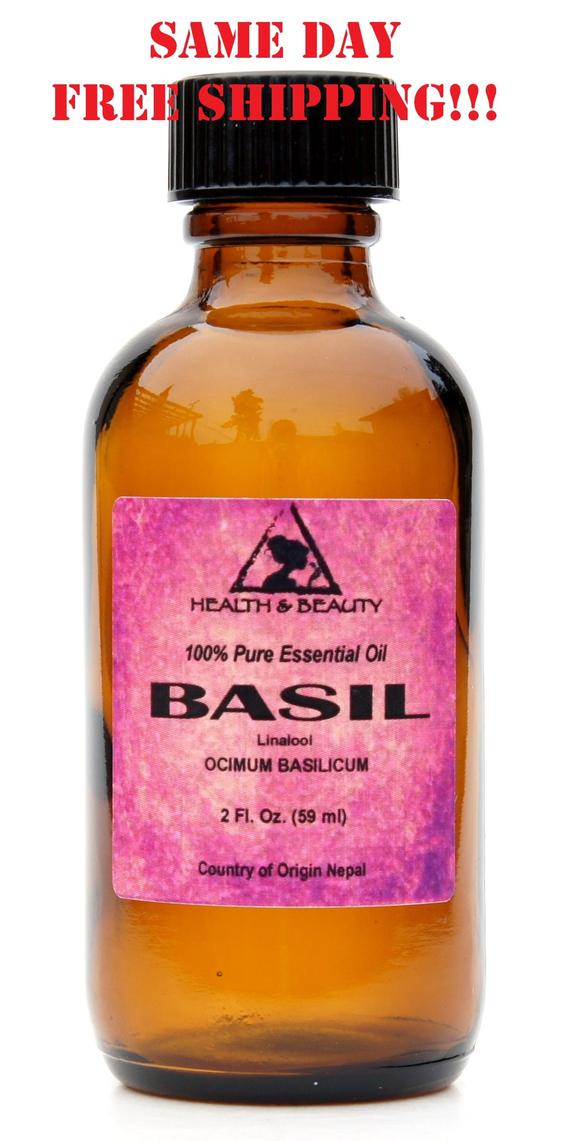 BASIL ESSENTIAL OIL LINALOOL AROMATHERAPY 100% PURE GLASS BOTTLE 2 OZ ...
