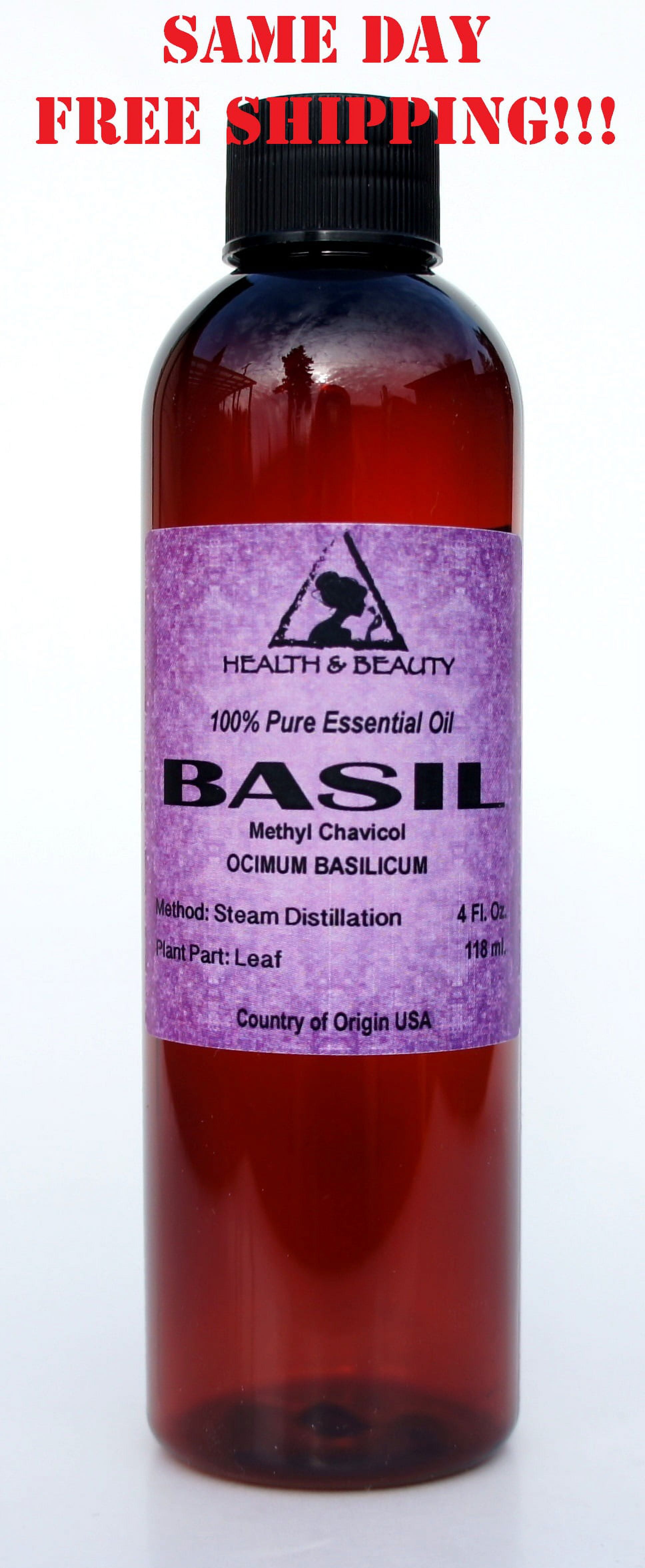 BASIL ESSENTIAL OIL METHYL CHAVICOL AROMATHERAPY NATURAL 100% PURE 4 OZ ...