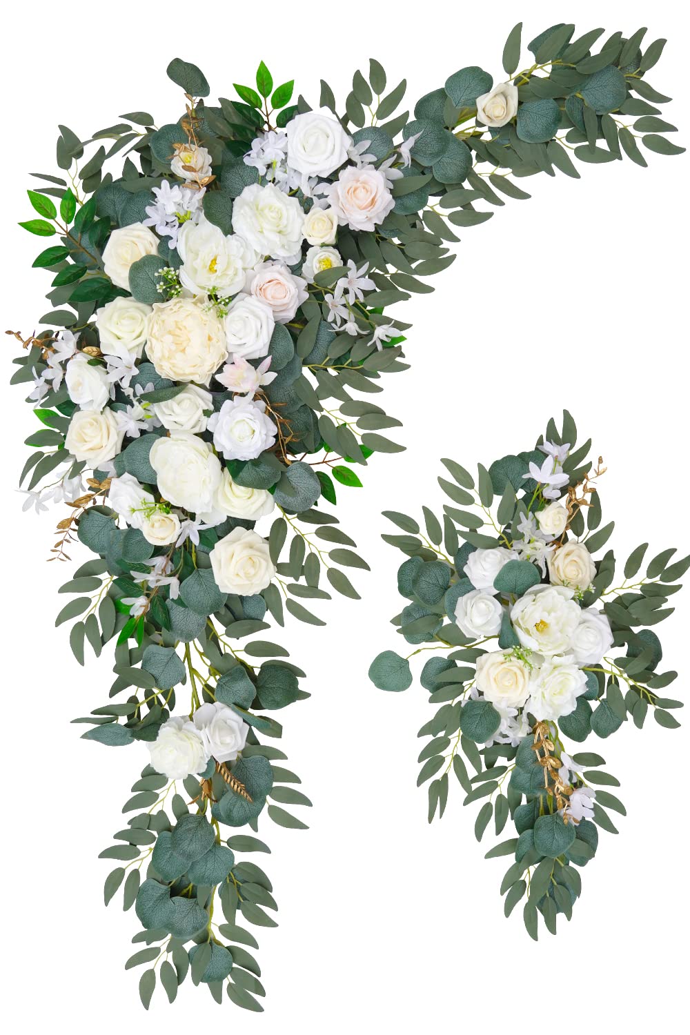 BASIMAN Arch Flowers with Drapes Kit (Pack of 2) for Wedding Ceremony Arbor and Reception ...