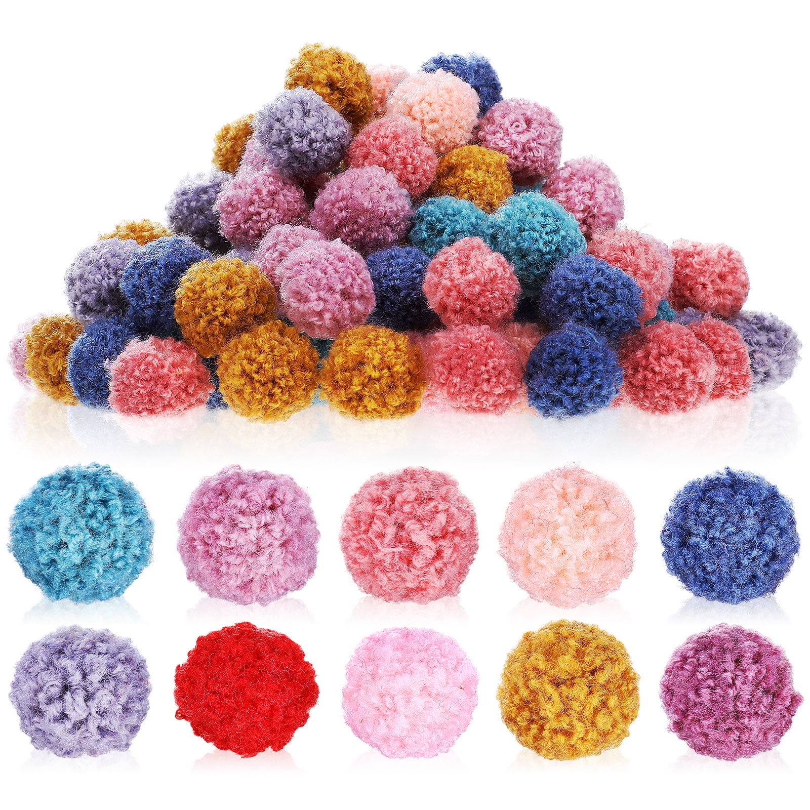 HONMEET 200 Pcs Round Craft Pom Poms Assorted Colors for Crafts ...