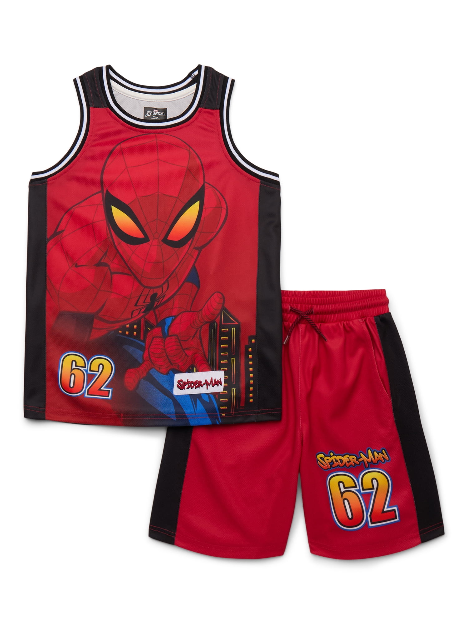 Spider-Man Boys Graphic Basketball Jersey and Shorts Set, 2-Piece ...