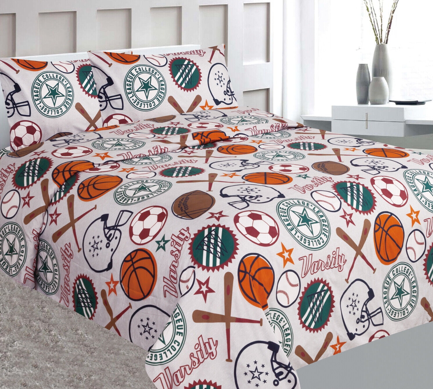 BASKETBALL SPORT Full Kids Printed 4pc Sheet Set Premium Collection ...