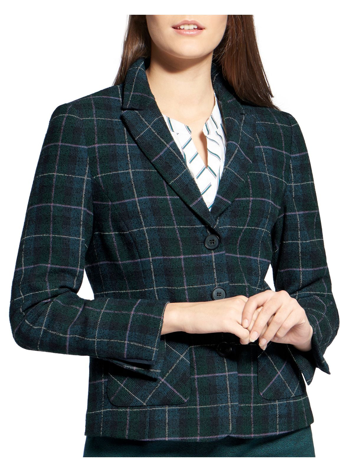 BASLER Womens Navy Plaid Blazer Jacket Size: 22 - Walmart.com