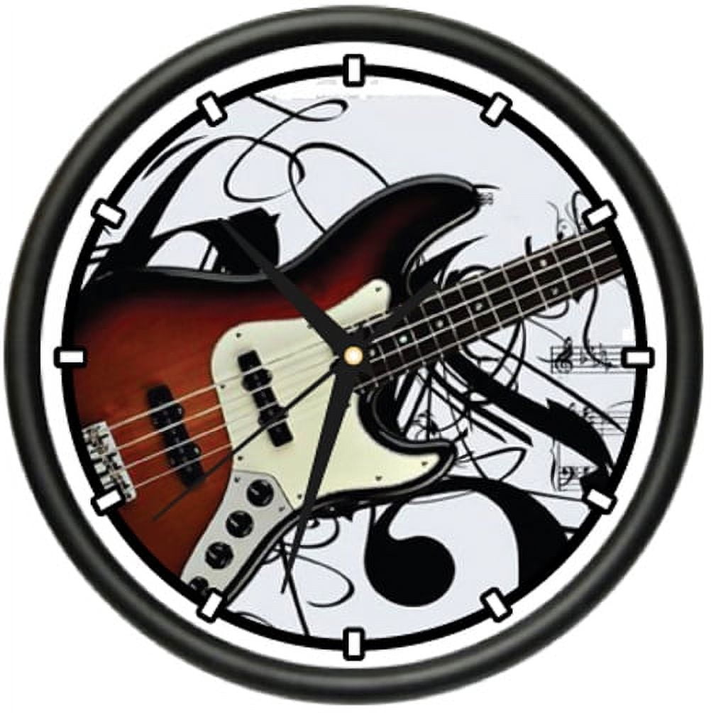 BASS GUITAR Wall Clock band music musician electric - Walmart.com