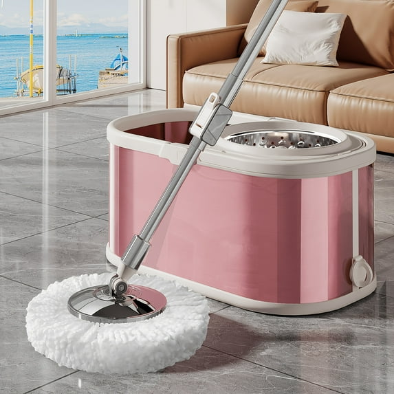 BASS QUEEN 360° Rotatable Spin Mop & Bucket Set 4 with Extra Microfiber ...