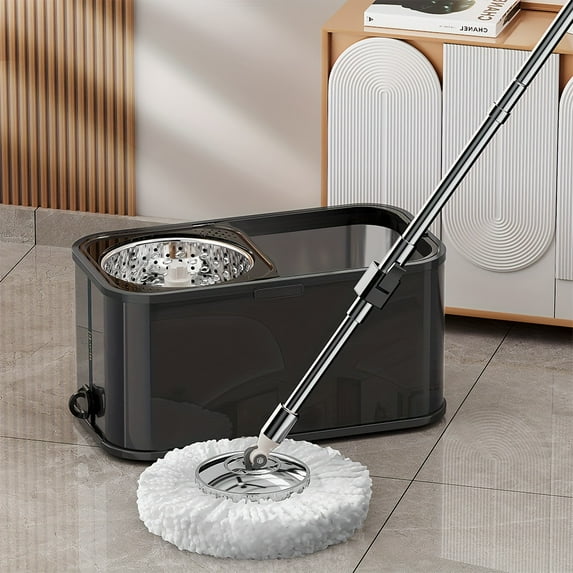 BASS QUEEN 360° Rotatable Spin Mop & Bucket Set 4 with Extra Microfiber ...