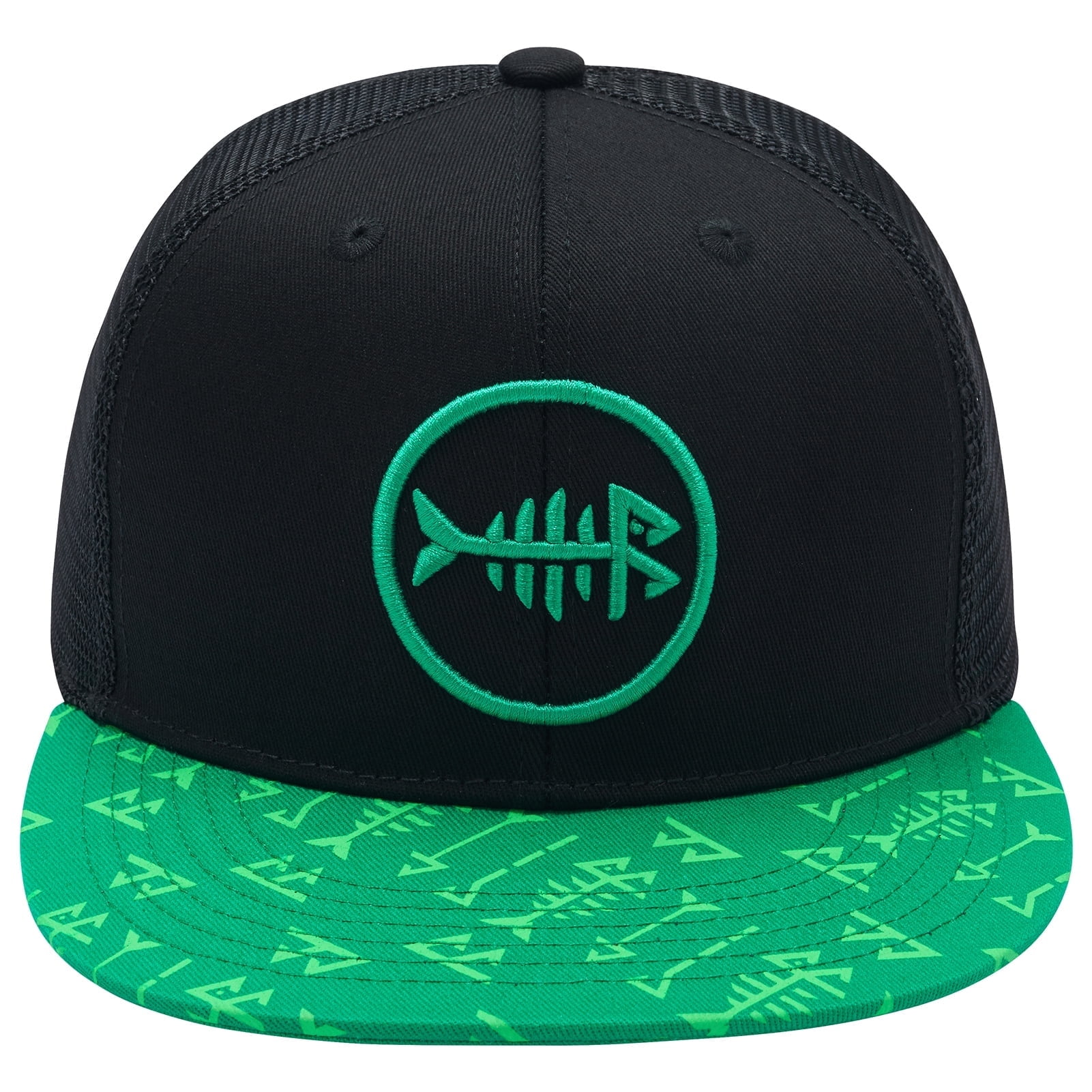 BASSDASH Flat Brim Trucker Cap Adjustable Snapback Hat Mesh Back For ...