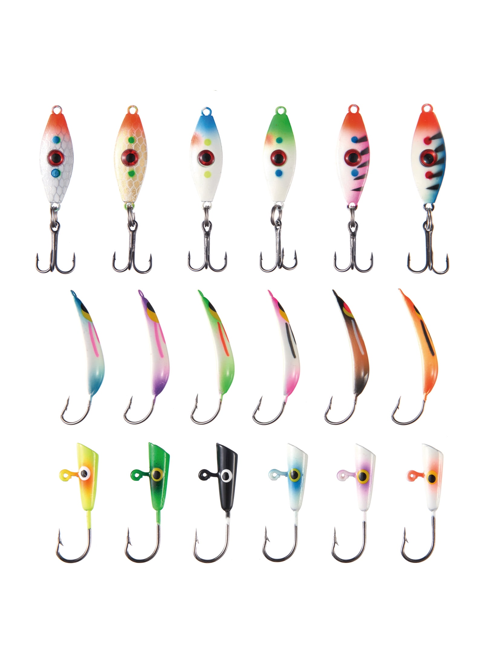 BASSDASH Ice Fishing Lure Kit Glowing Paint Jigs for Winter Ice Jigging ...