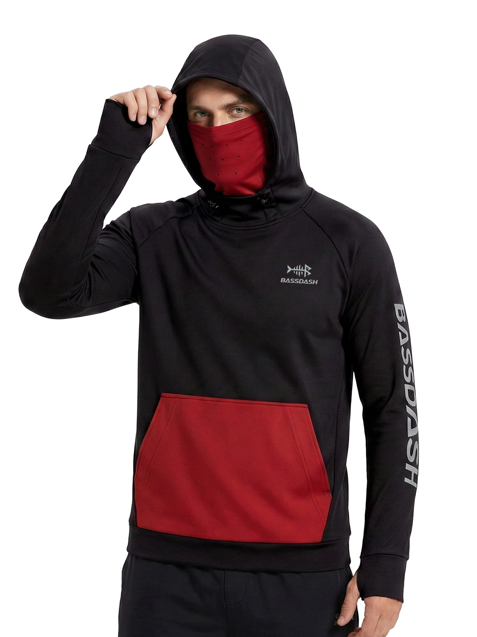 BASSDASH Men’s Fishing Fleece Hoodie with Neck Gaiter Water Resistant ...