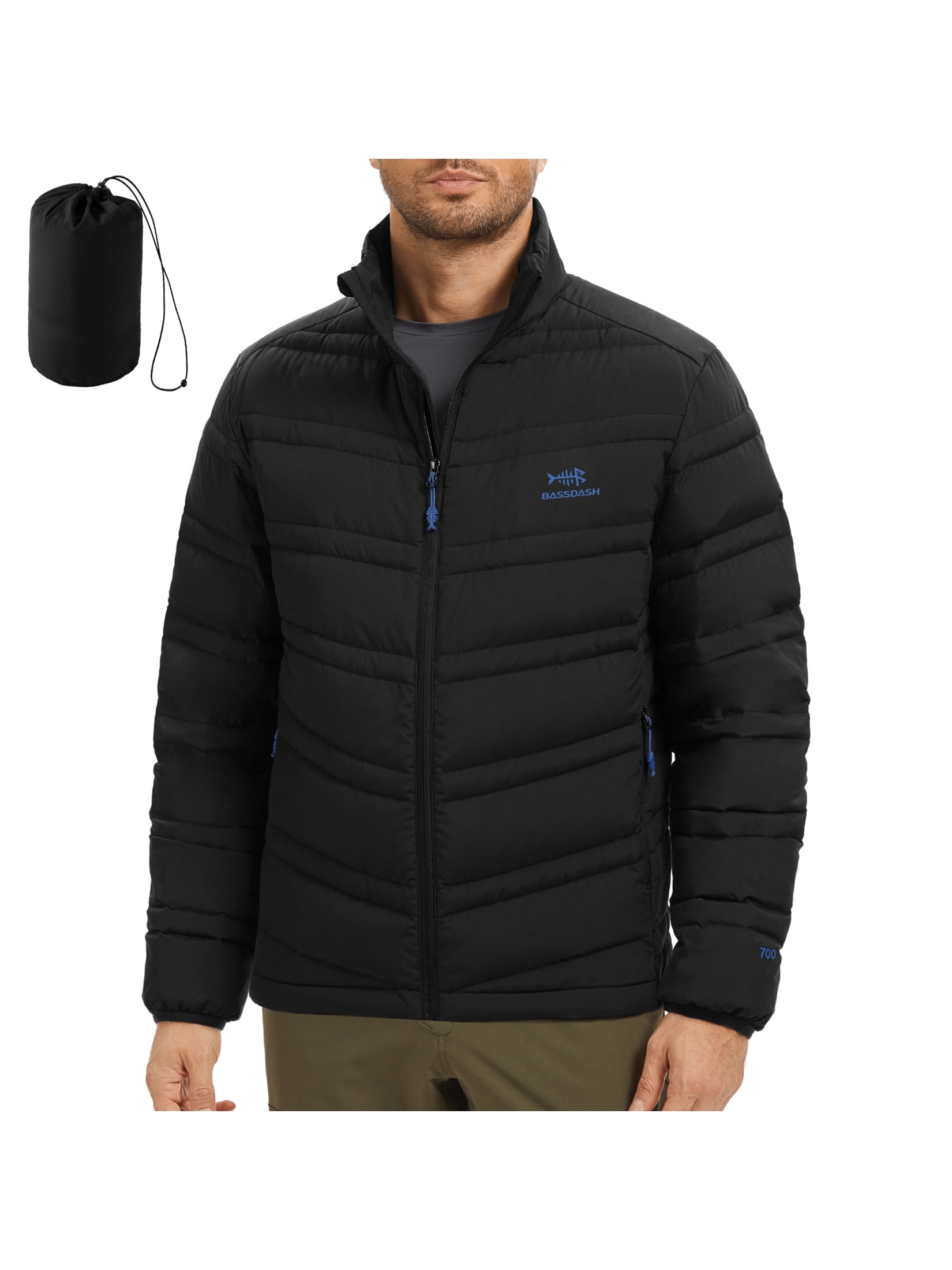 BASSDASH Men’s Puffy Down Jacket 700FP Packable Water Resistant Puffer ...