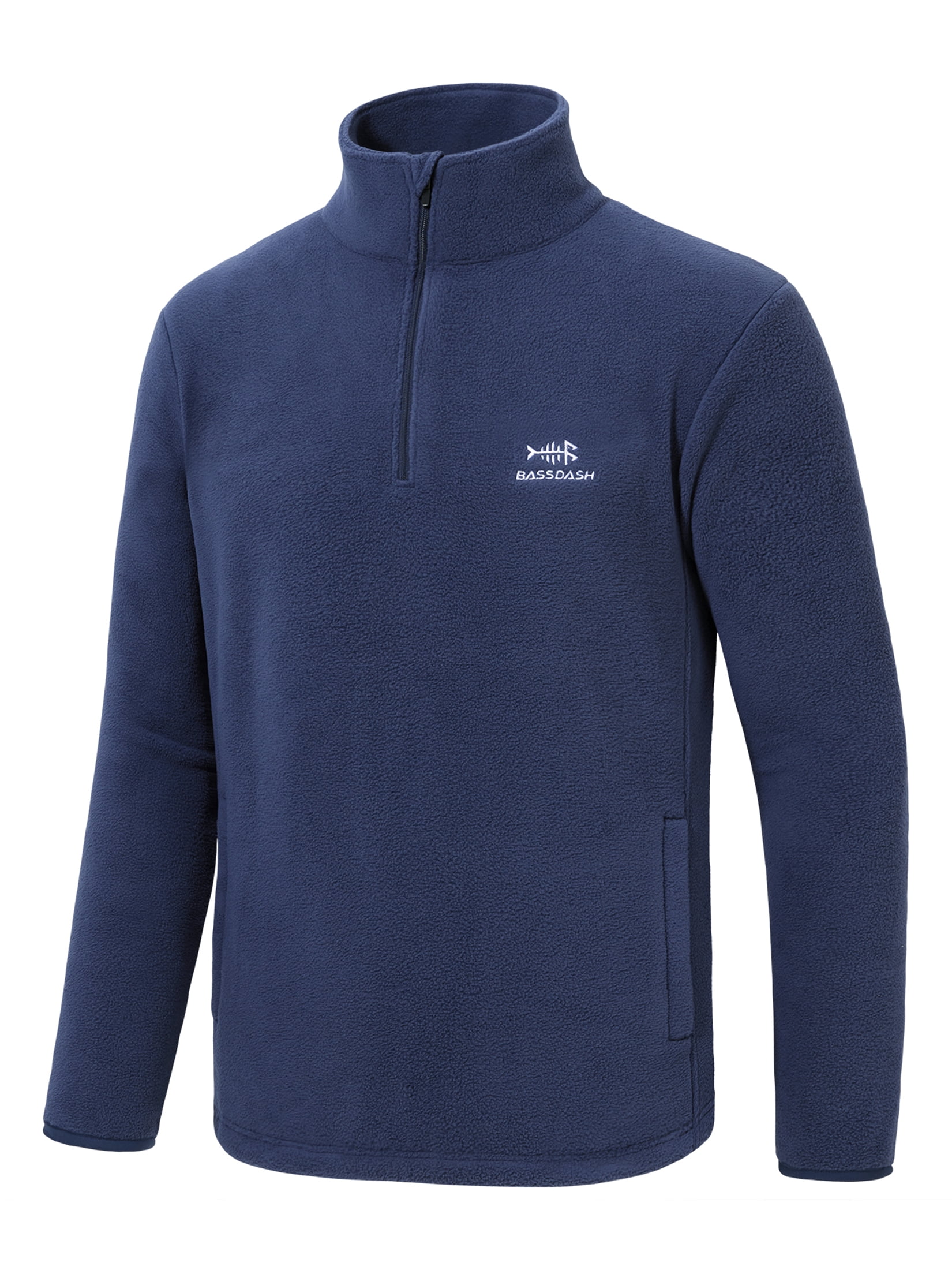 BASSDASH Men's Quarter Zip Jacket Mid Weight Polar Fleece Pullover ...