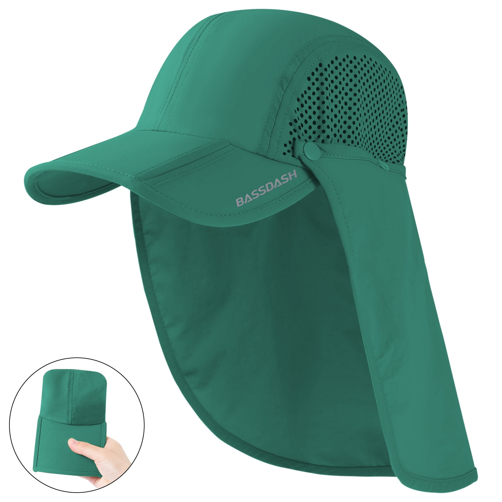 BASSDASH UPF 50+ Foldable Fishing Hat Baseball Cap with Removable Neck ...