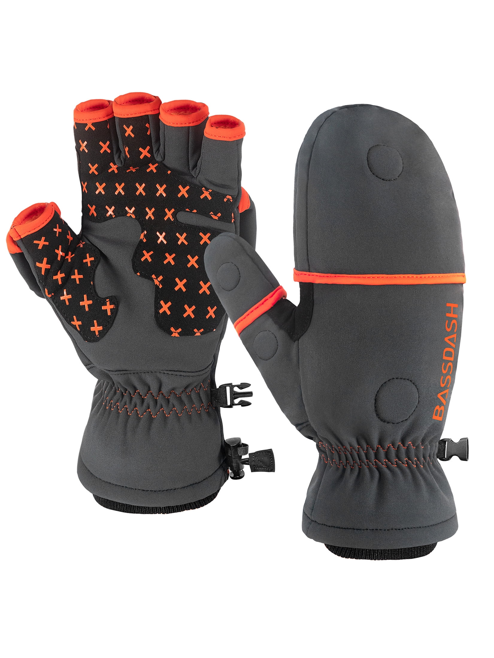 BASSDASH WinteFlex Insulated Convertible Mittens Fingerless Gloves ...