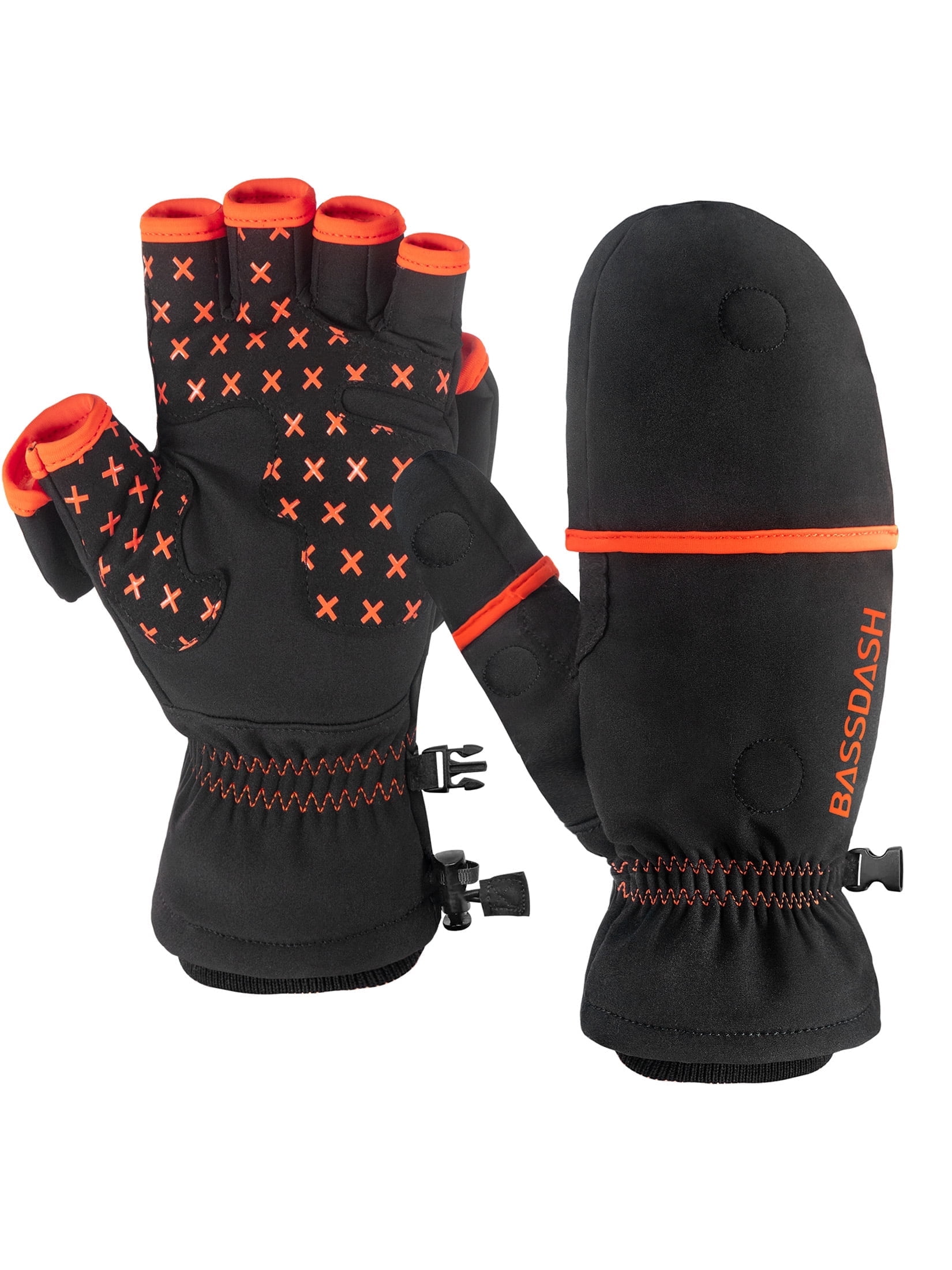 BASSDASH Unisex Insulated Water Resistant Convertible Mittens ...