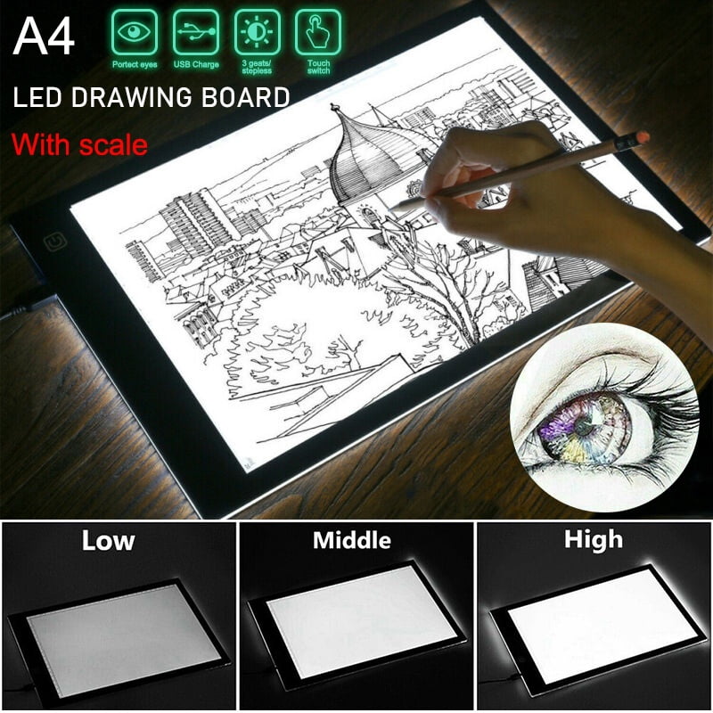 BASSTOP A4 Ultra-Thin LED Light Box Tracer W/ 3 Level Brightness ...