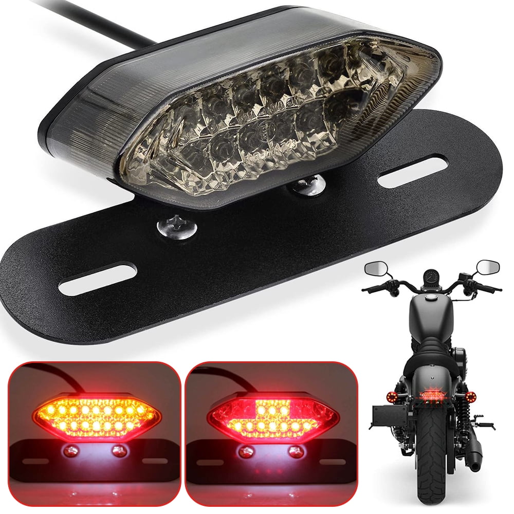 BASSTOP Motorcycle Smoke LED Brake Tail Turn Signal License Plate ...