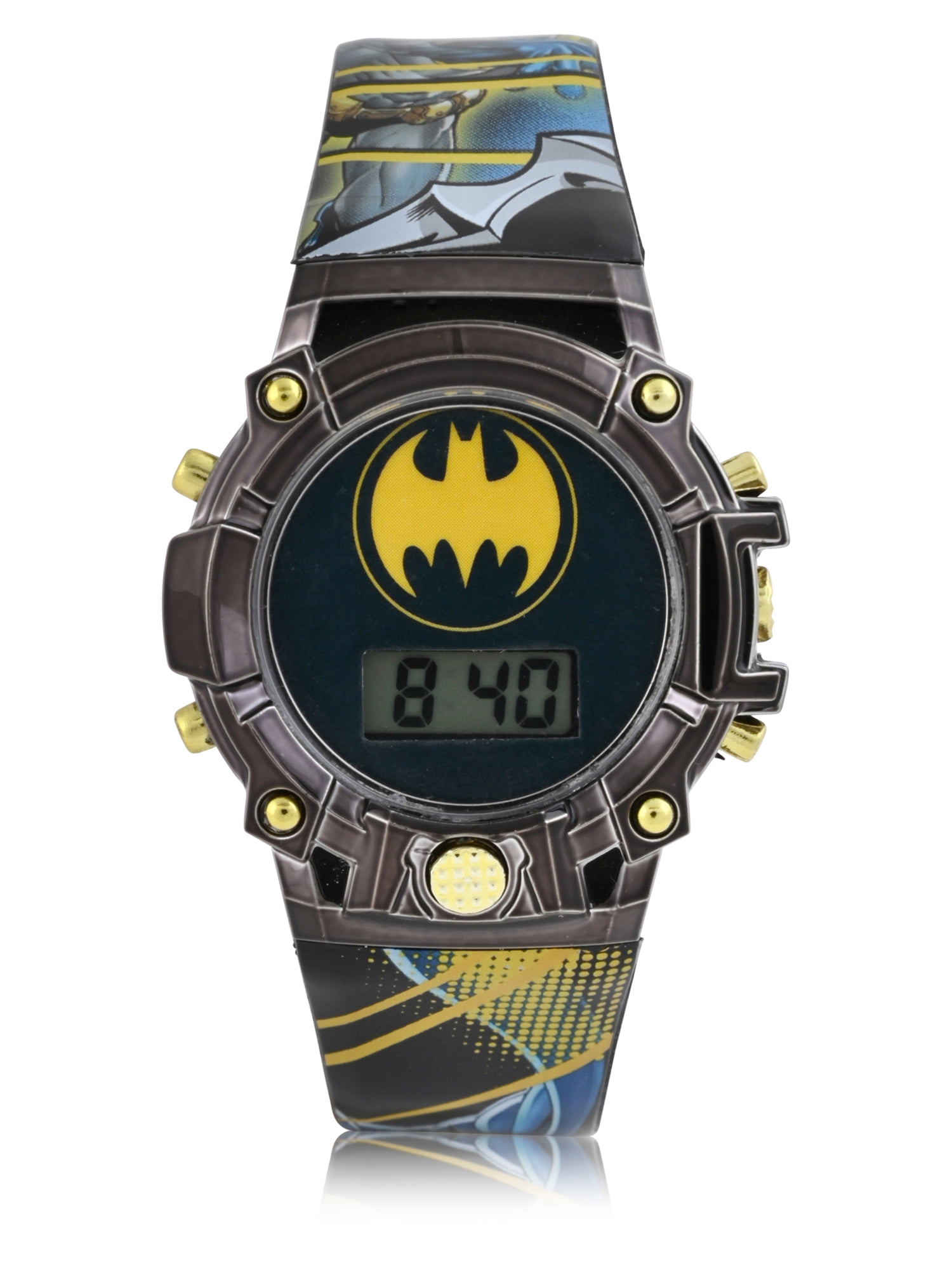 BAT7042WM Batman Kids Flashing Lights LCD Watch with Printed Strap ...
