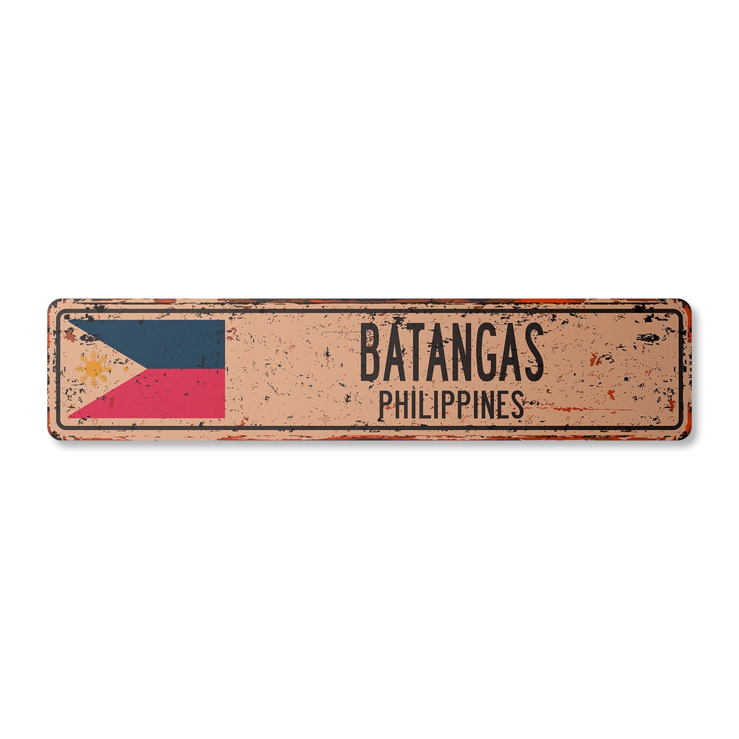 BATANGAS PHILIPPINES Vintage Plastic Street Sign Filipino flag city ...