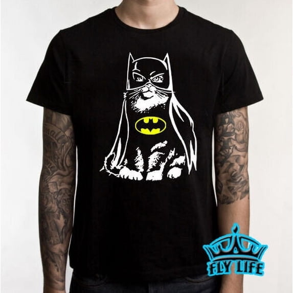 BATCAT T-SHIRT CAT Gift Idea FUR Humor FUNNY KITTEN CATS SHIRT PET ...