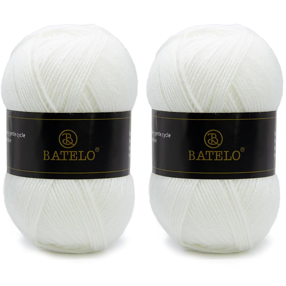 BATELO Crochet Acrylic Yarn 560 Yards, 2 Pack 150g/5.3oz Each, 3 Light ...