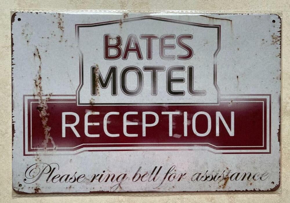 BATES MOTEL RECEPTION RING FOR ASSITANCE ALUMINUM SIGN MAN CAVE BAR ...