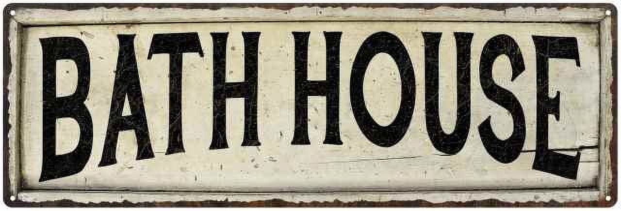 BATH HOUSE Farmhouse Style Wood Look Sign Gift 6x18 Metal Decor ...