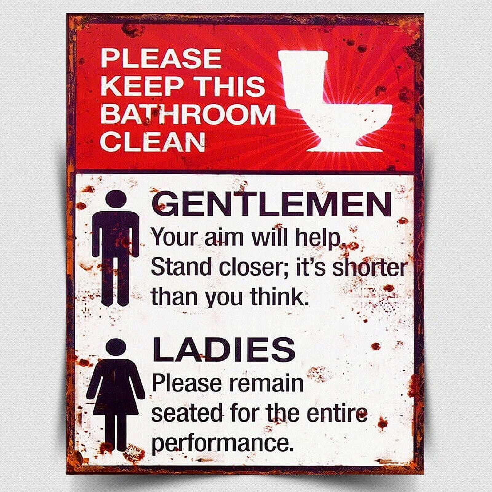 BATHROOM RULES KEEP BATHROOM CLEAN toilet SIGN Metal Aluminium PLAQUE ...