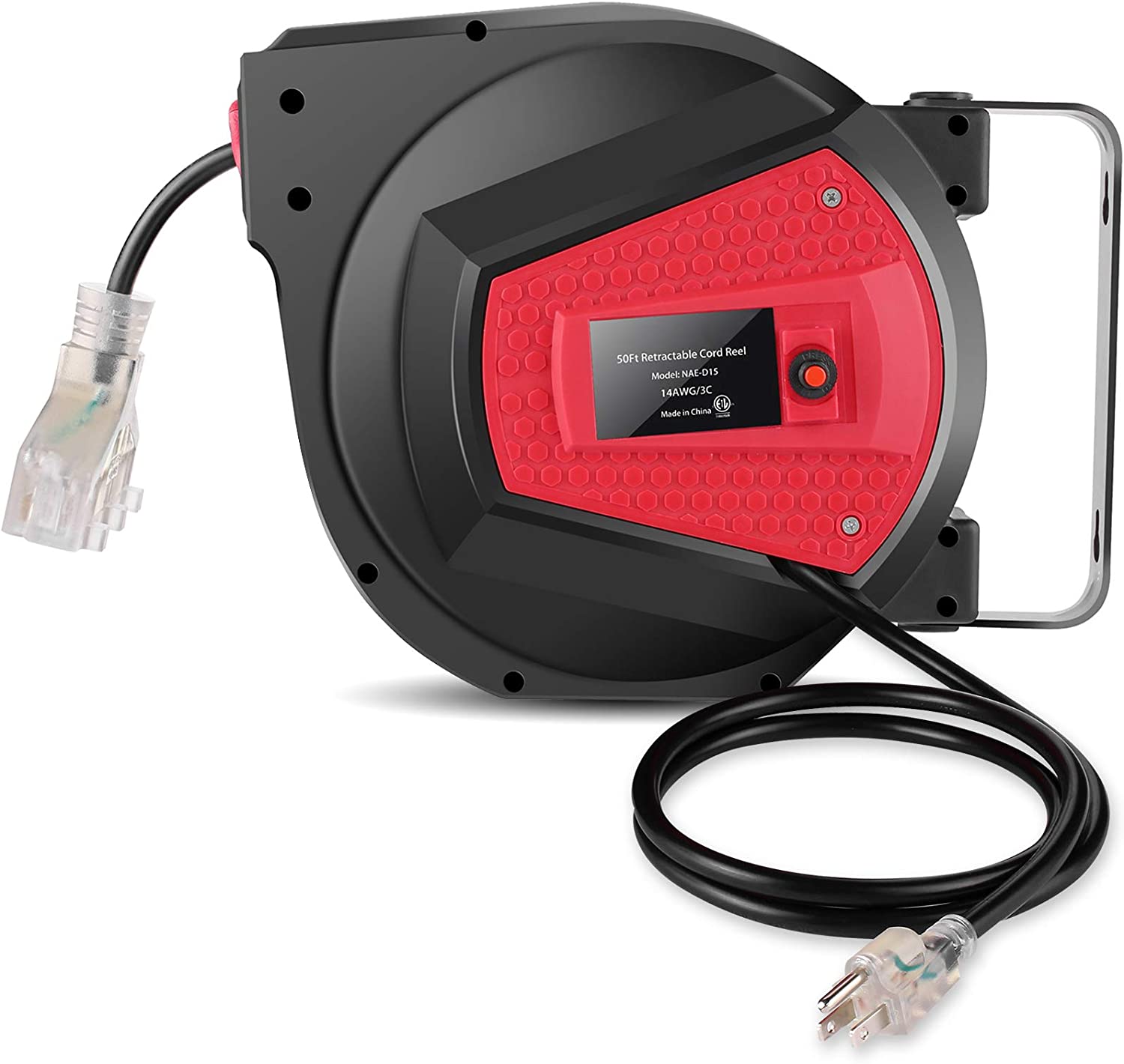 BATHWA Retractable Extension Cord Reel, 50 FT Heavy Duty Industrial ...