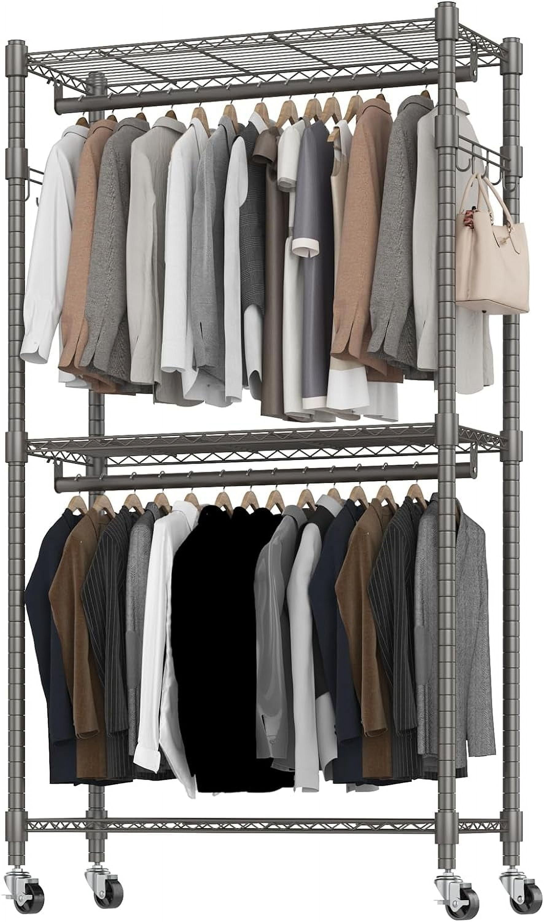 BATHWA Rolling Garment Rack Portable Closet Clothes Rack for Hanging ...