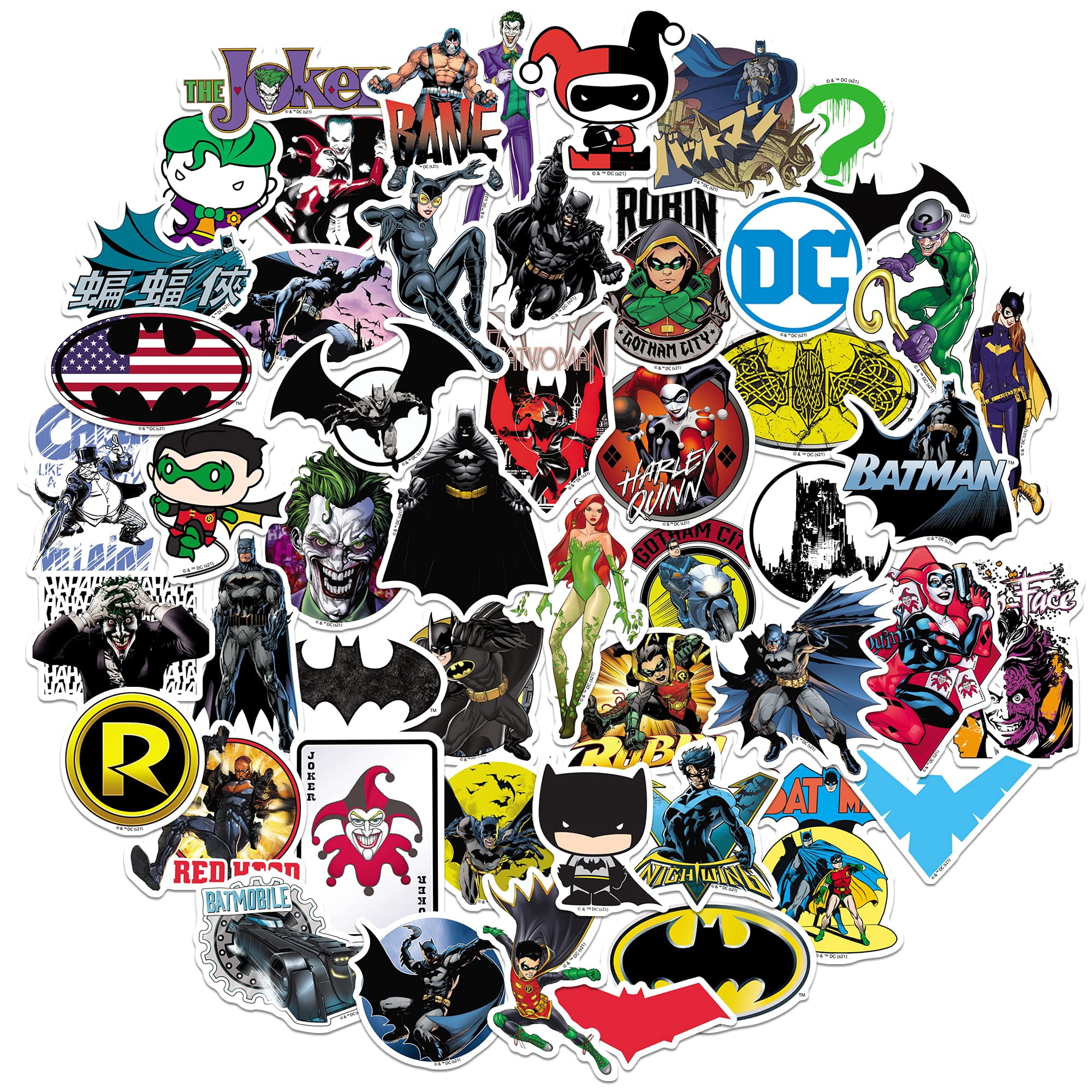 Batman Sticker Pack 50ct DC Super Hero Die-Cut Vinyl Large Deluxe ...