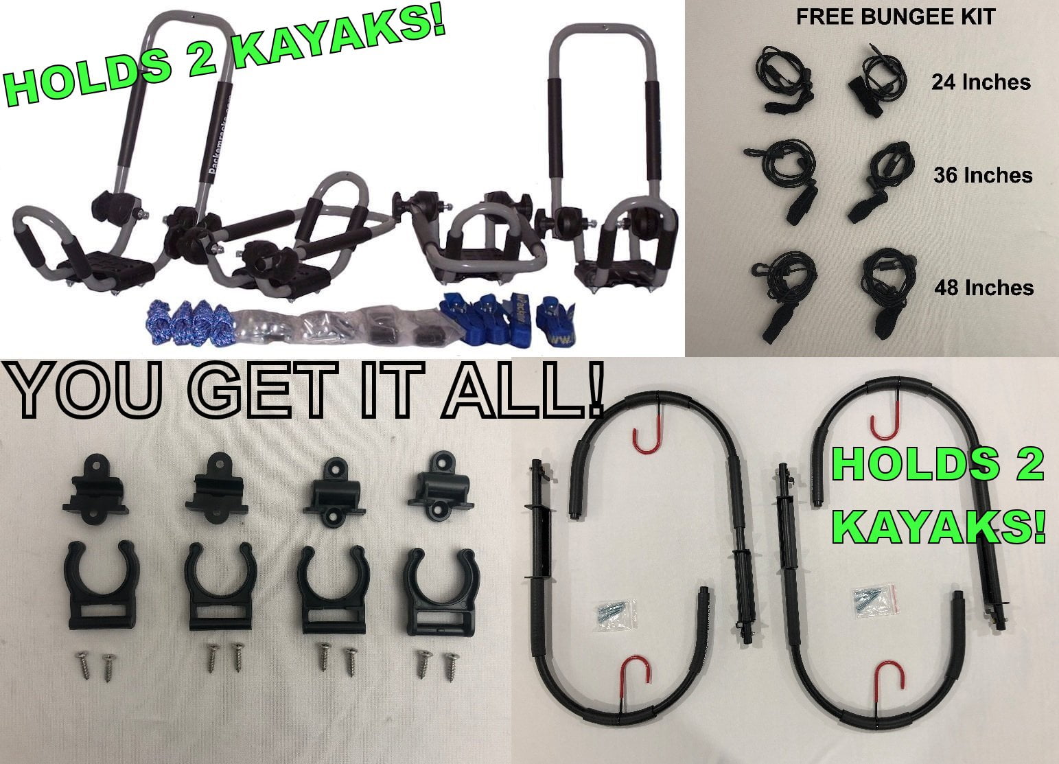 Universal Battleship Gray Folding J-Style Kayak Rack with Foam Padding ...