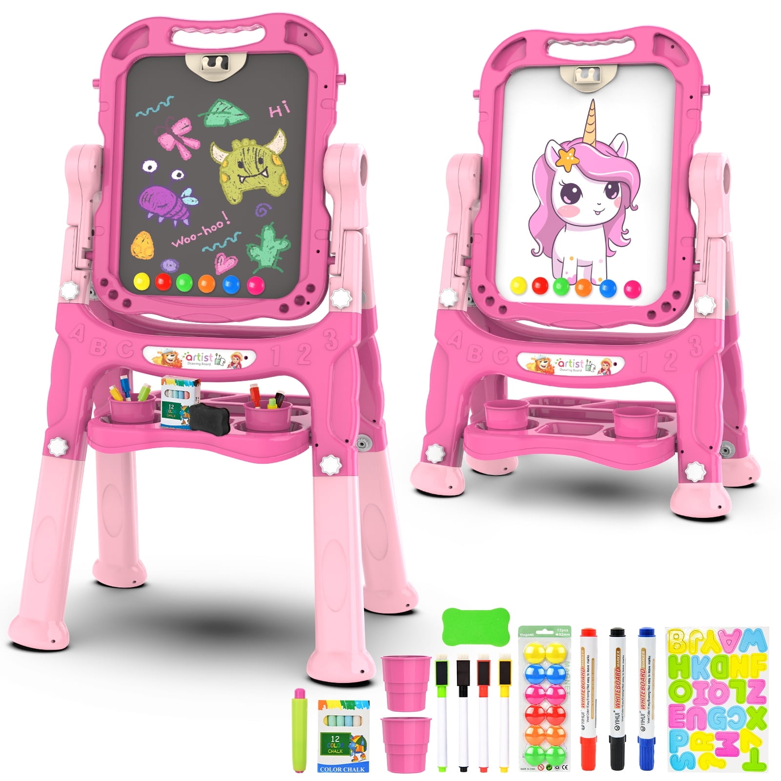 BATTOP Art Easel for Kids, Adjustable Standing Rotatable Double Sided ...
