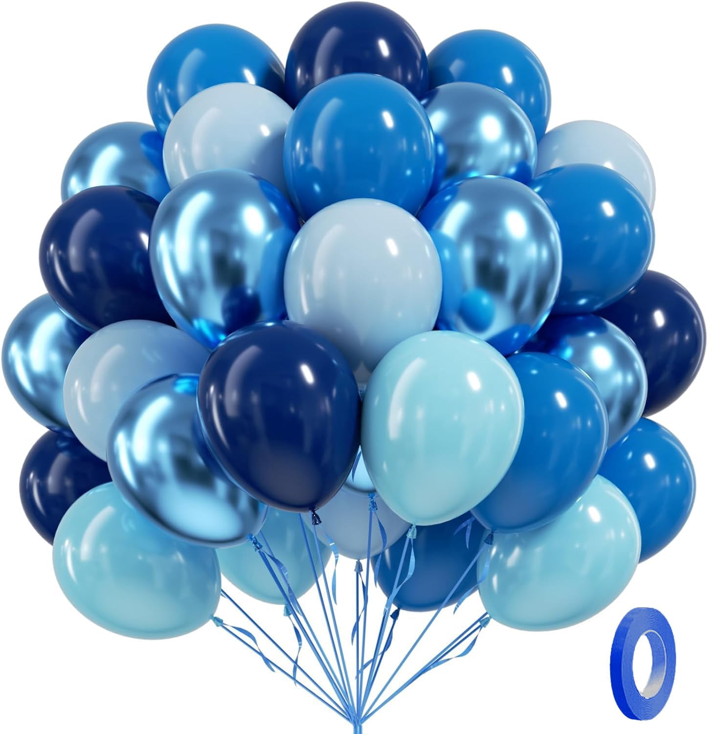 BAUANOOY Blue Balloons Metallic SSF20 Blue Balloon, 60pcs 12 Inch ...